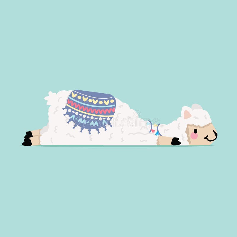 Cute Lama Alpaca Sleeping Cartoon Stock Vector - Illustration of cute ...