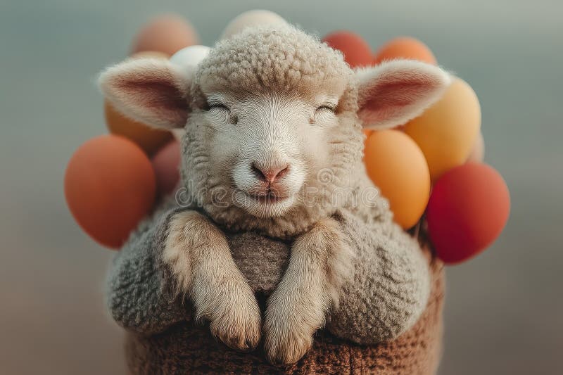Adorable Lamb Napping Peacefully with Tucked Legs Surrounded by ...