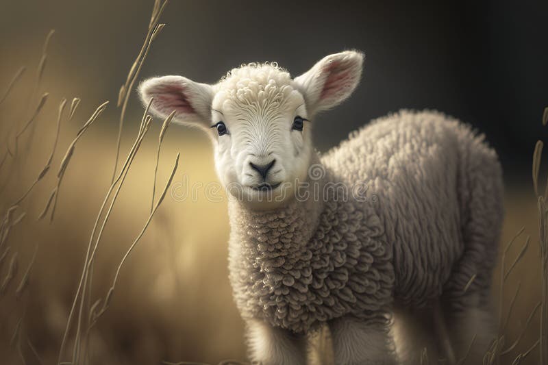 Cute Lamb Portrait. Generative AI Stock Illustration - Illustration of ...