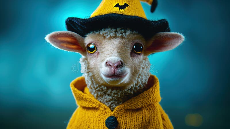 Cute Lamb in Witch Costume stock illustration. Illustration of adorable ...