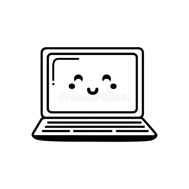 Cute laptop doodle icon stock vector. Illustration of icon - 137206428