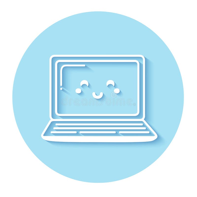 Cute laptop doodle icon stock vector. Illustration of icon - 137206428