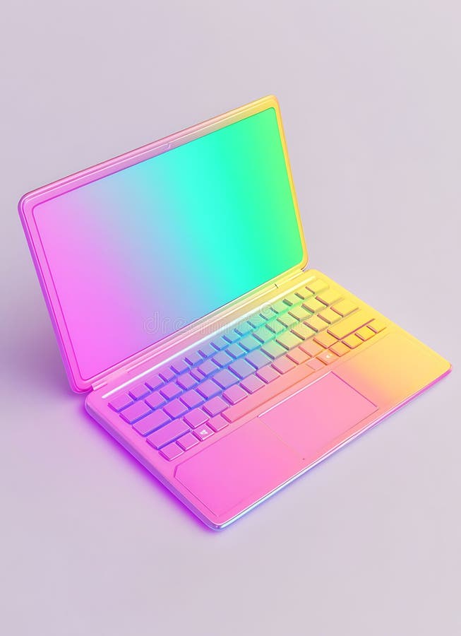 A Cute Laptop with a Rainbow Stock Illustration - Illustration of ...