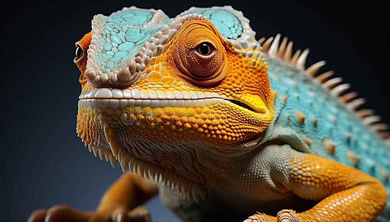 A Cute, Large Lizard with Multi Colored Scales Looking at Camera ...