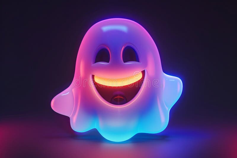 Cute Laughing Ghost Emoji with Purple and Blue Gradient. Playful ...