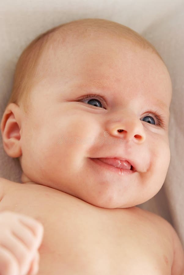 Cute laughing newbornbaby stock image. Image of adorable - 15096757