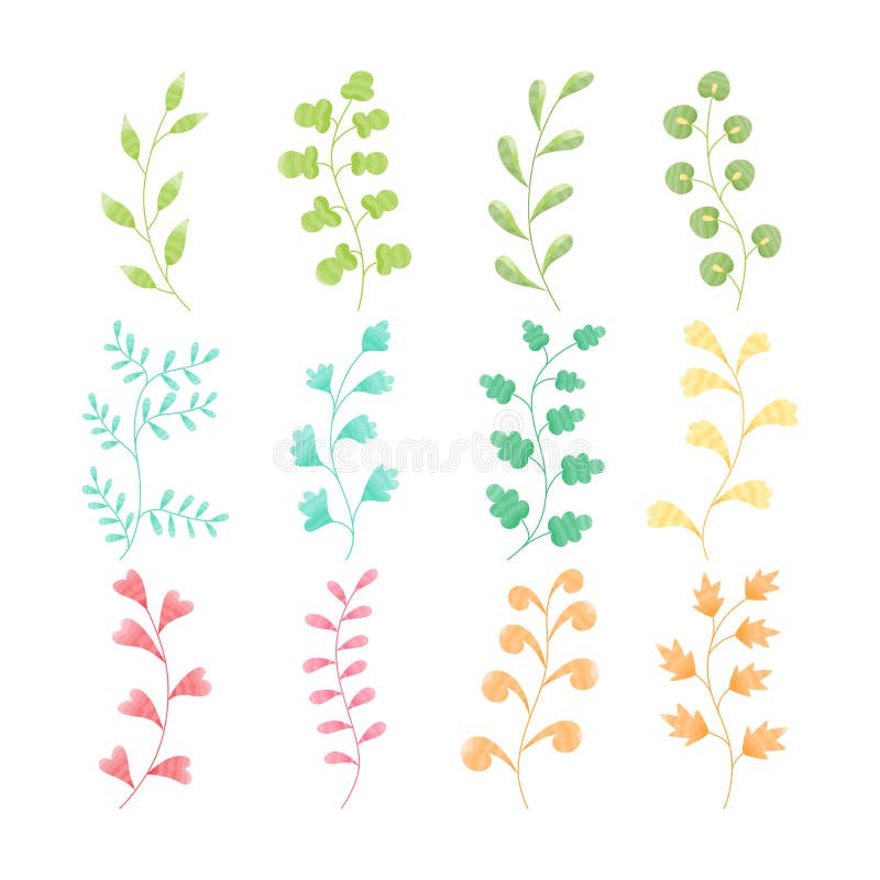 Colorful Collection with Cute Leaves Isolated on White Background ...