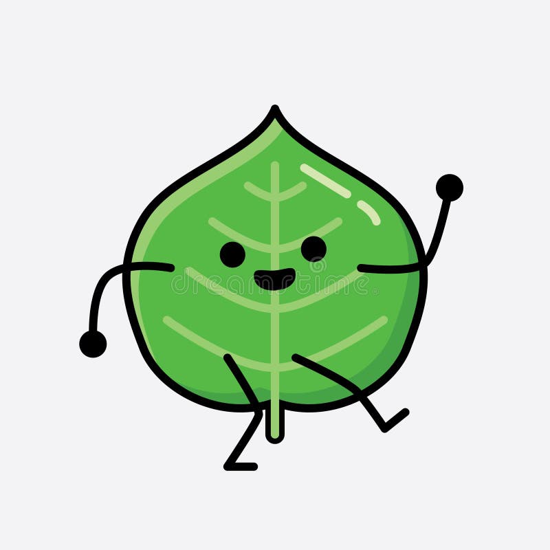 Cute Leaf Mascot Vector Character in Flat Design Style Stock Vector ...