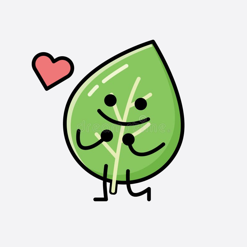 Cute Leaf Mascot Vector Character in Flat Design Style Stock Vector ...