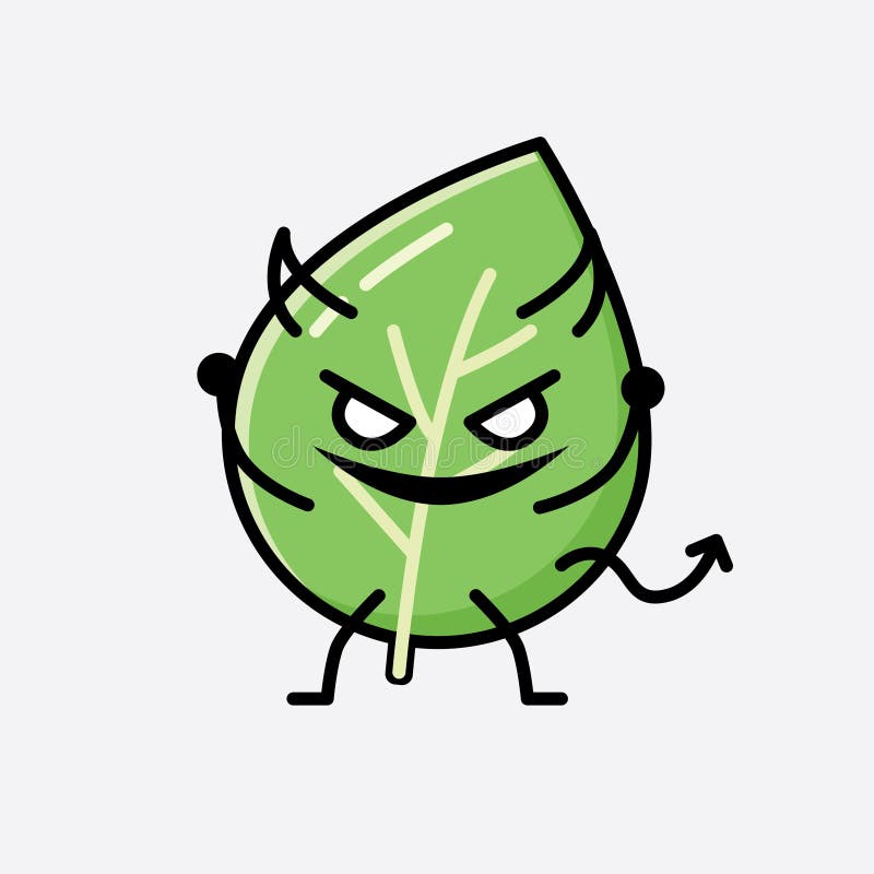Cute Leaf Mascot Vector Character in Flat Design Style Stock Vector ...
