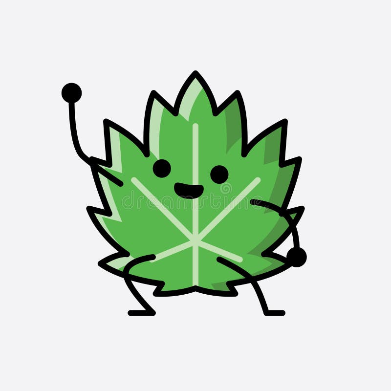 Cute Leaf Vector Character stock vector. Illustration of cartoon ...