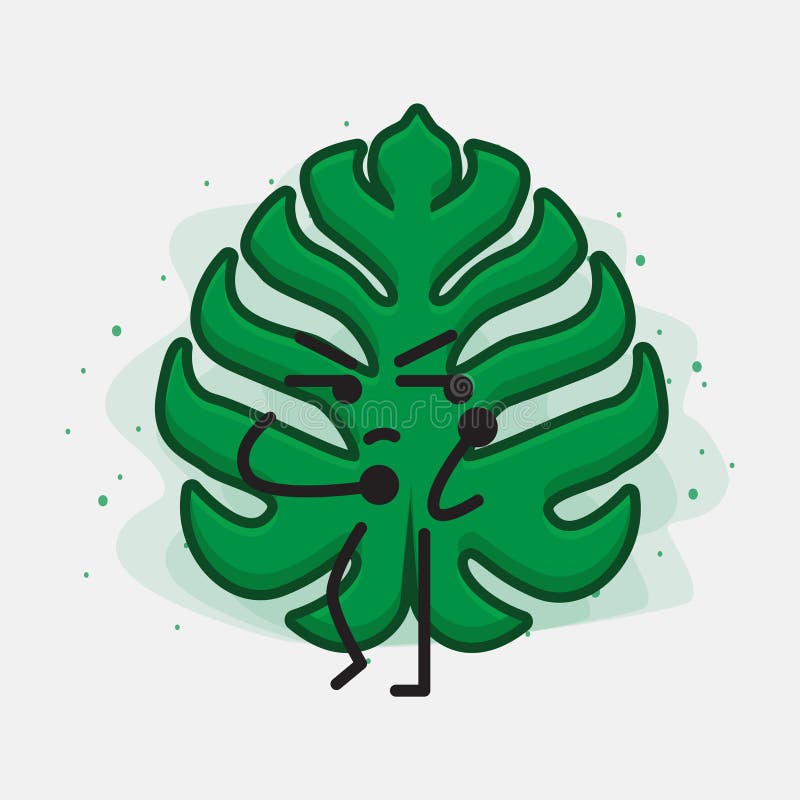 Cute Leaf Vector Character stock vector. Illustration of icon - 202350116