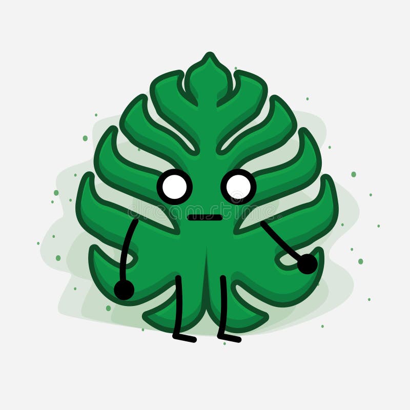 Cute Leaf Vector Character stock vector. Illustration of happy - 202350745