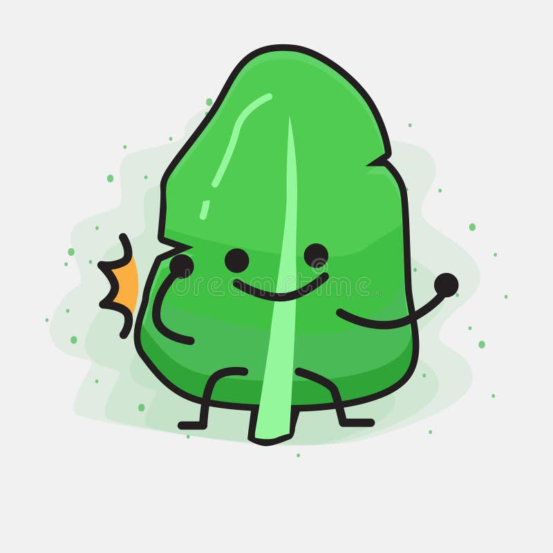 Cute Leaf Vector Character stock vector. Illustration of face - 202361334