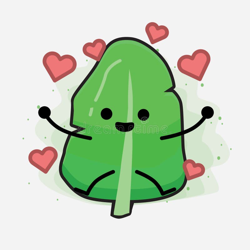 Cute Leaf Vector Character stock vector. Illustration of element ...