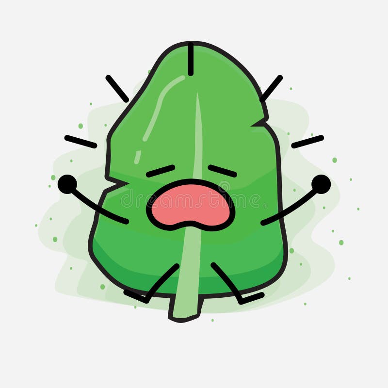 Cute Leaf Vector Character stock vector. Illustration of natural ...