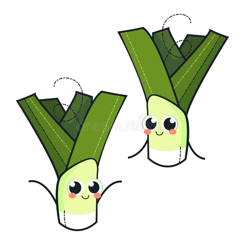 Cute Leek Vegetable Cartoon Illustration Stock Vector - Illustration of ...
