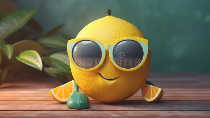 Cute Lemon Cartoon 3D Character. Generative Ai Stock Image - Image of ...