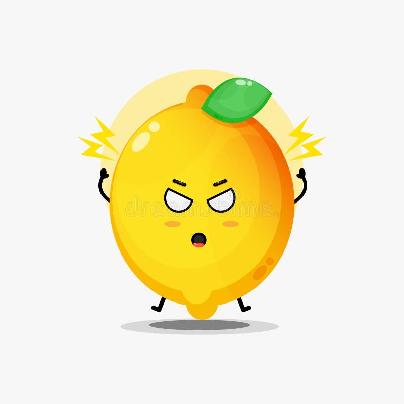 Cute Lemon Character is Angry Stock Vector - Illustration of juicy ...
