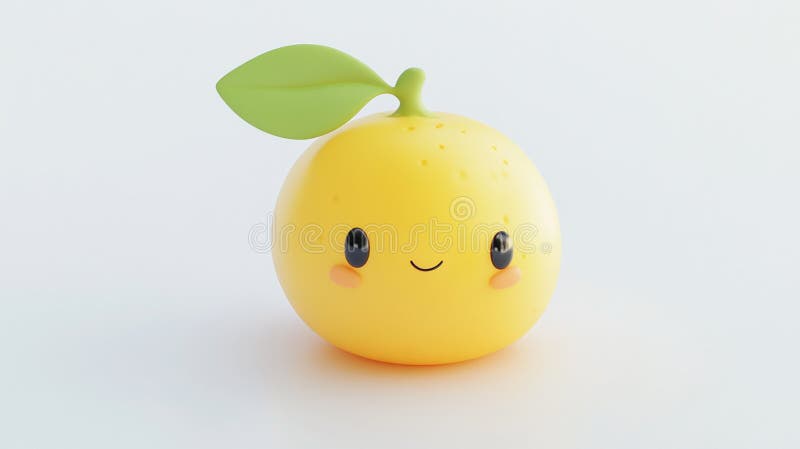 Cute Lemon Character 3d Render Design on White Background Stock ...