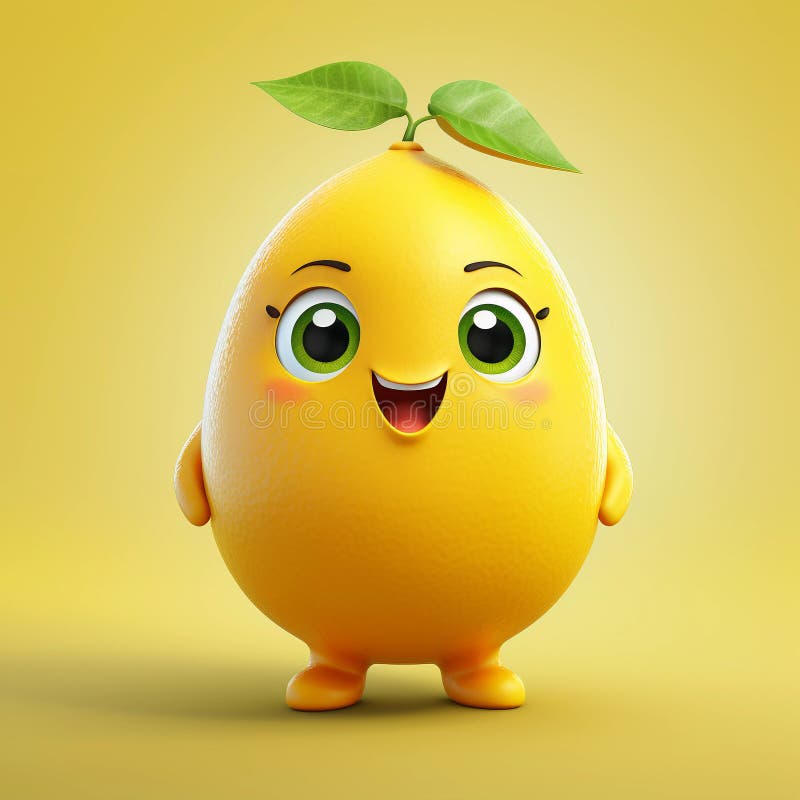 Cute Lemon Happy Cartoon Character Stock Illustration - Illustration of ...