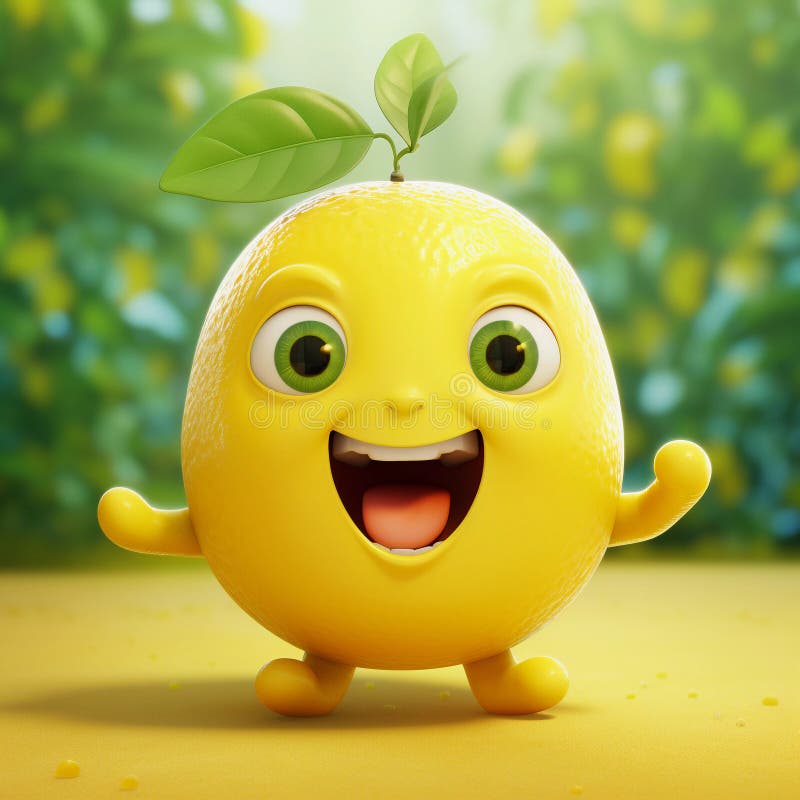 Cute Lemon Happy Cartoon Character Stock Illustration - Illustration of ...