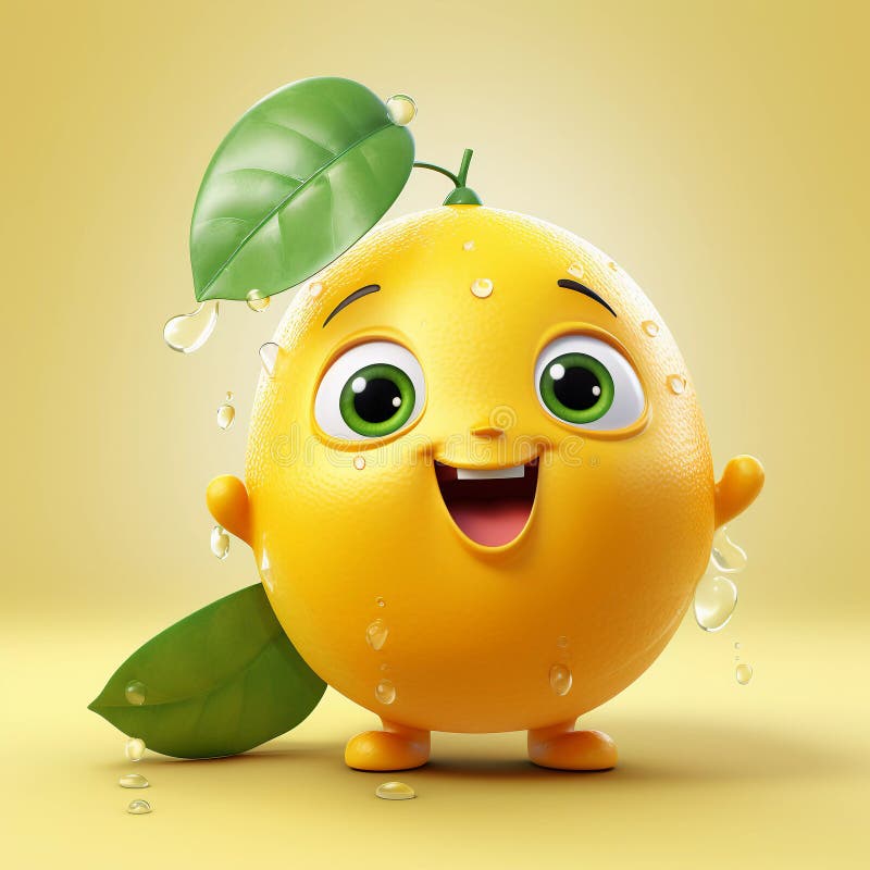 Cute Lemon Happy Cartoon Character Stock Illustration - Illustration of ...