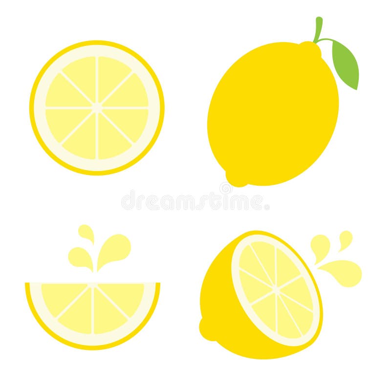 Cute Lemon Vector Illustration Set on White Stock Vector - Illustration ...