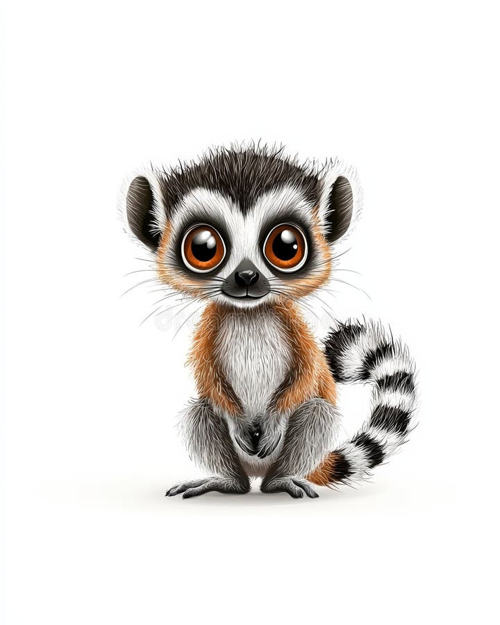 Cute Lemur Character with Big Eyes Stock Illustration - Illustration of ...
