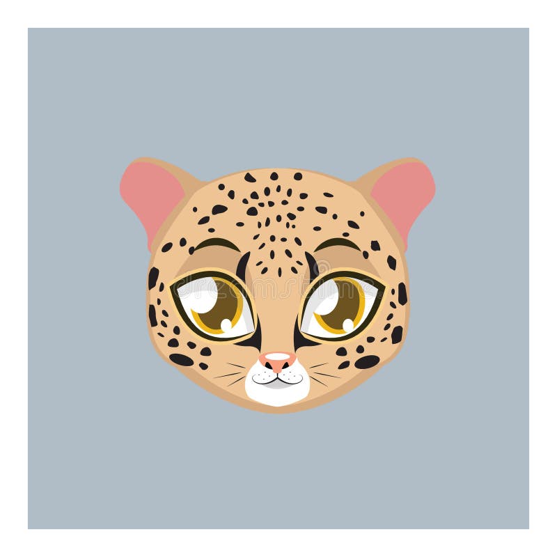Cute Leopard Avatar with Flat Colors Stock Vector - Illustration of ...