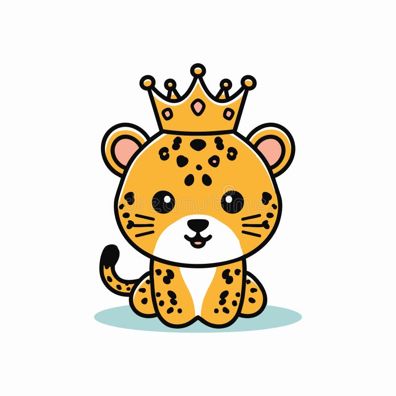 Cute Leopard with crown stock vector. Illustration of isolated - 358684670