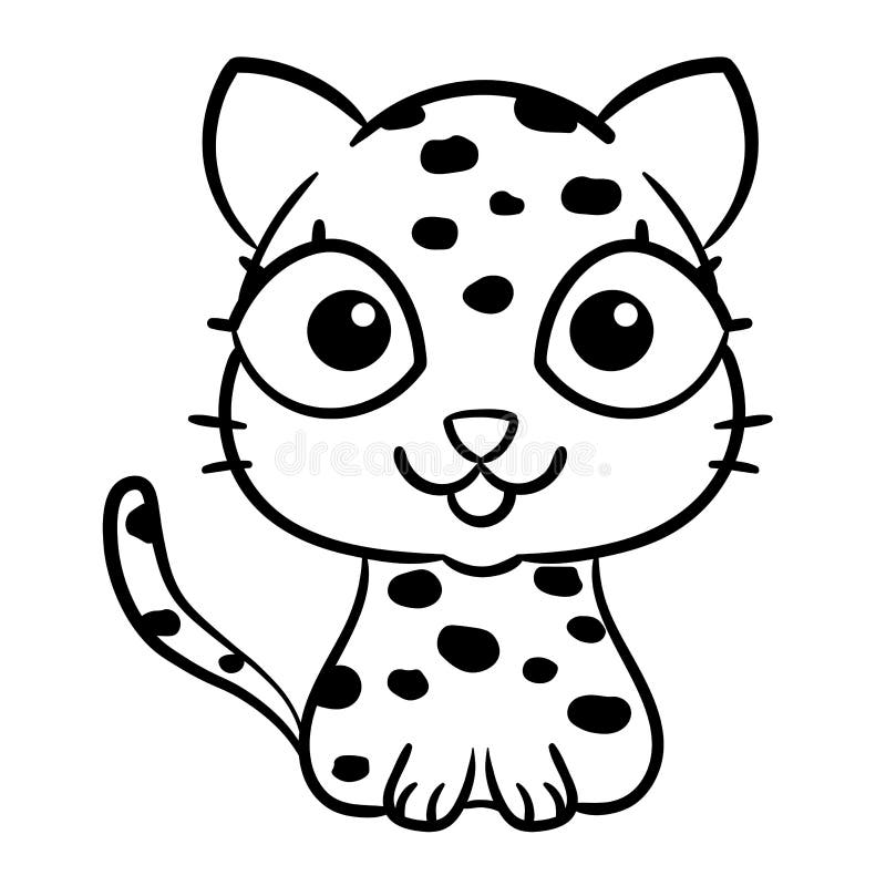 Cute Leopard. Funny Cat Cartoon Stock Illustration - Illustration of ...