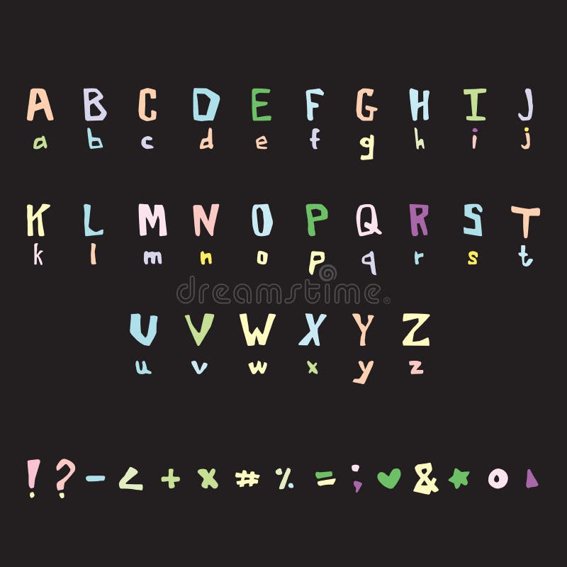 Cute Letters Vector. Handwritten Font. Stock Vector - Illustration of ...