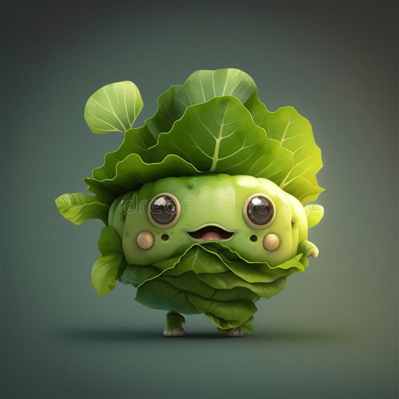 Cute Lettuce Character stock photo. Image of green, romaine - 268313536