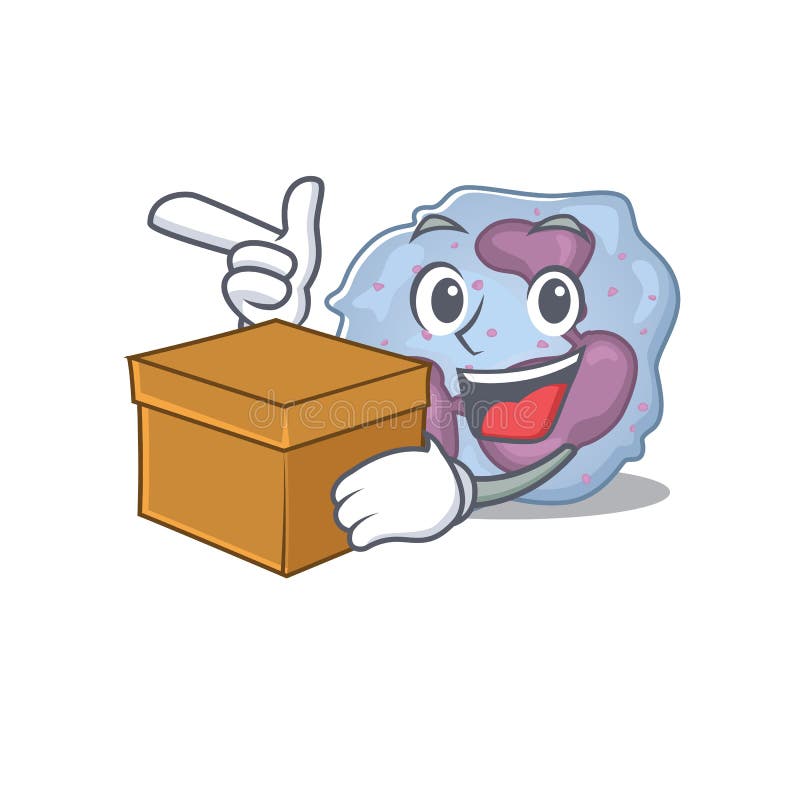 Cute Leukocyte Cell Cartoon Character Having a Box Stock Vector ...
