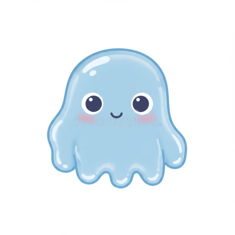 Cute Light Blue Cartoon Ghost Illustration Stock Illustration ...