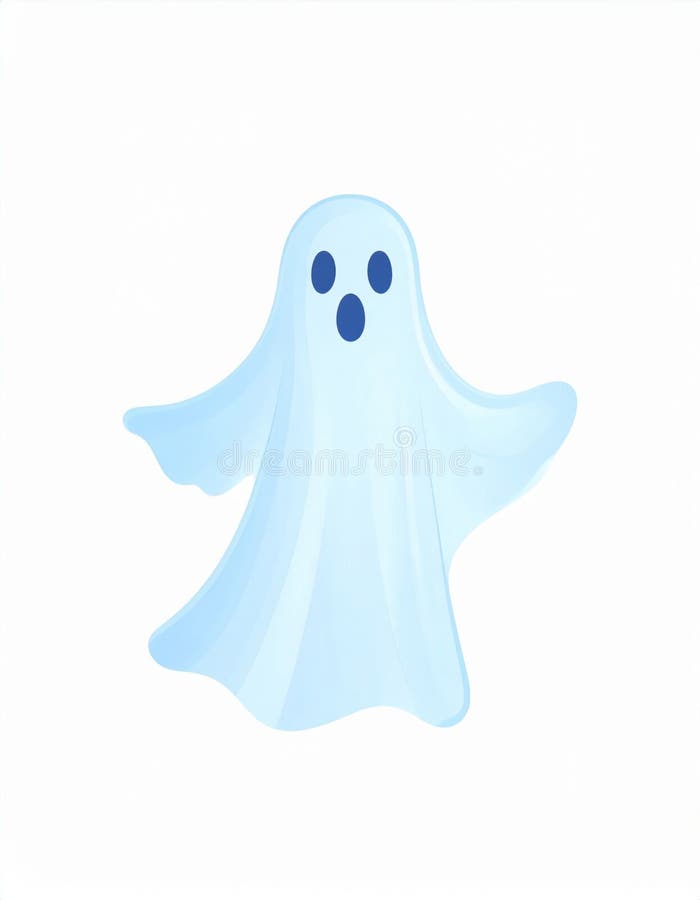 Cute Light Blue Cartoon Ghost Illustration Stock Illustration ...
