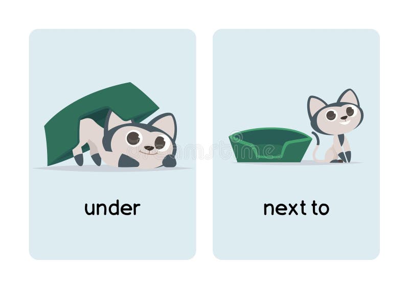 Cute Light Blue Preposition of Place Flashcards - 1 Stock Illustration ...