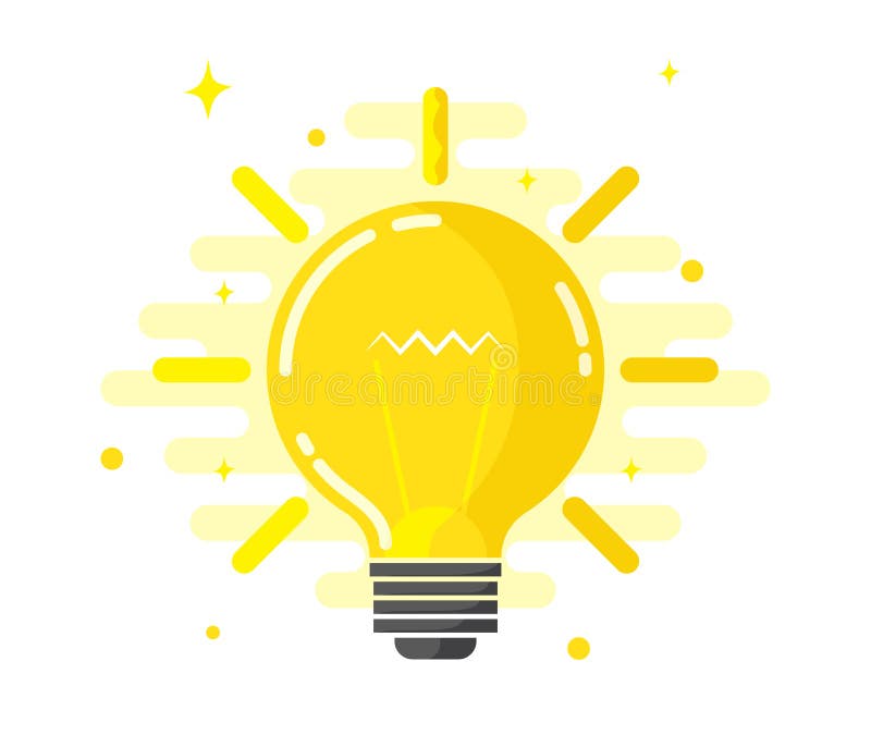 Vector Cute Light Bulb Icon Stock Illustration - Illustration of ...