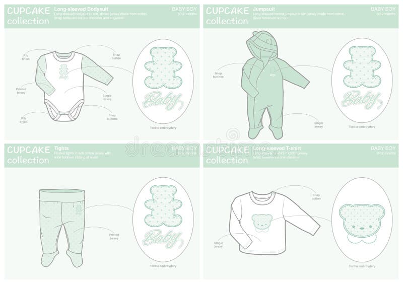 Cute Light Green Mini Collection Stock Vector - Illustration of light ...