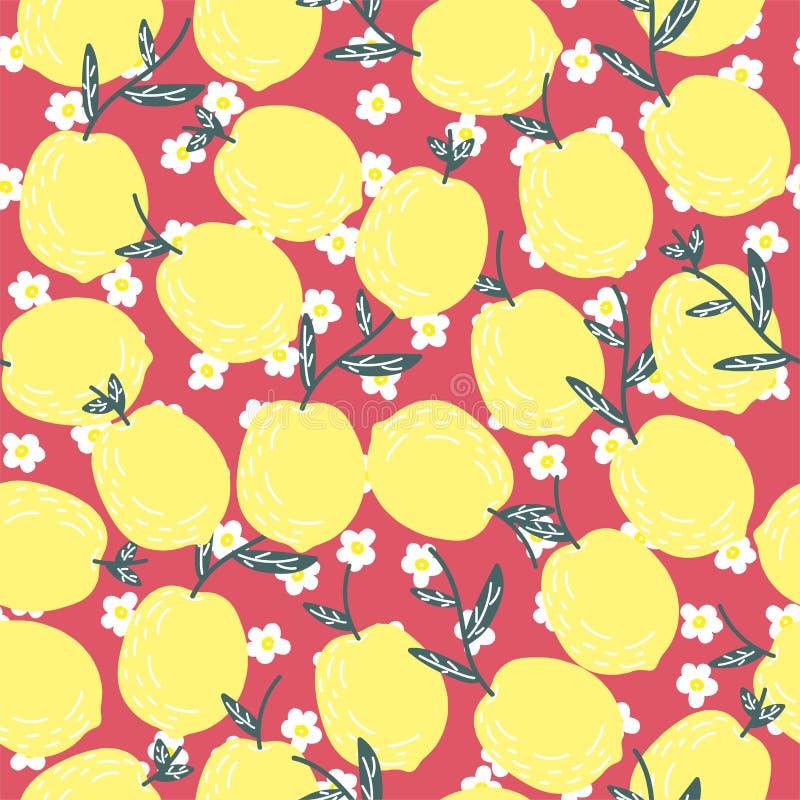 Cute Lime and Blooming Midsummer Meadow Pattern Seamless Stock Vector ...