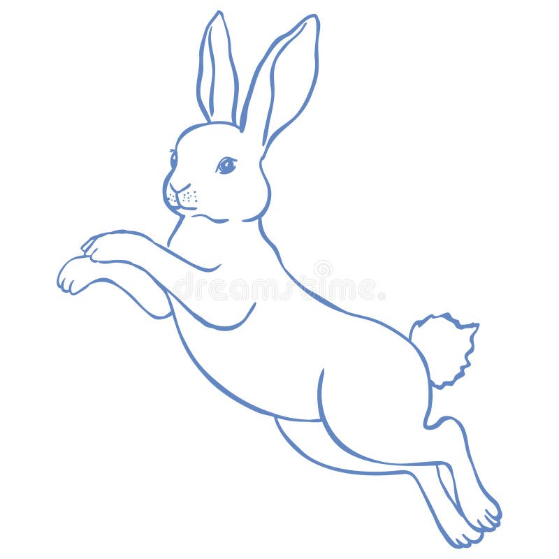 Cute Line Art Bunny. stock illustration. Illustration of graphic ...