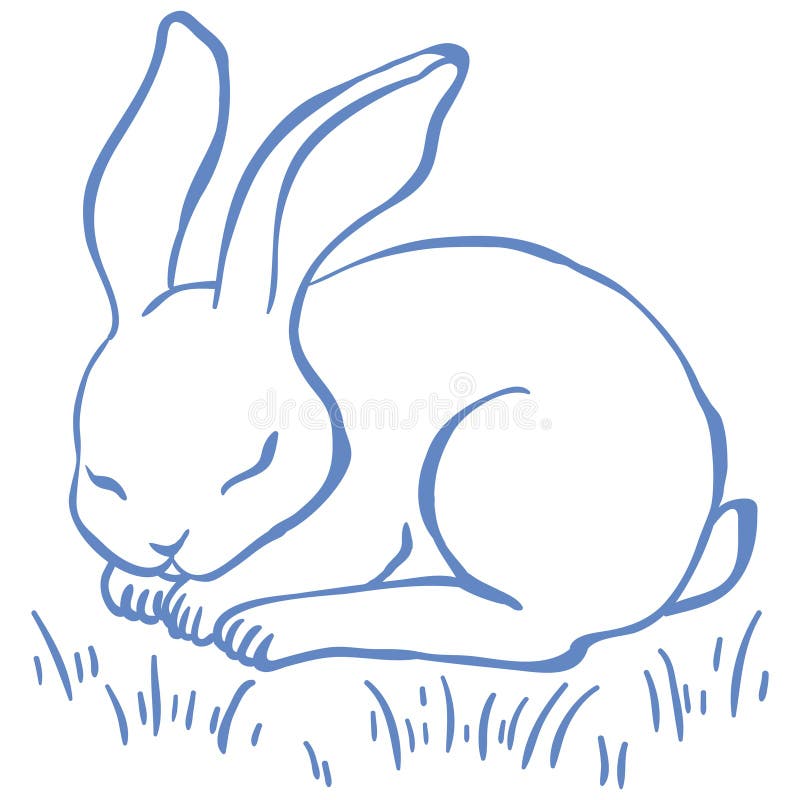 Cute Line Art Bunny. stock abbildung. Illustration von tier - 366376348