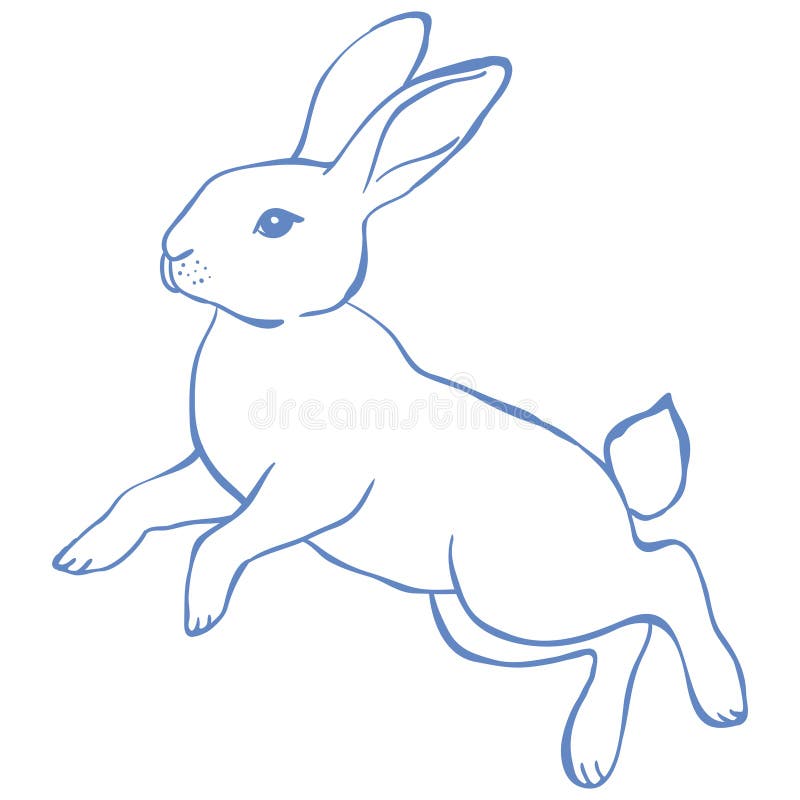 Cute Line Art Bunny. stock illustration. Illustration of handdrawn ...
