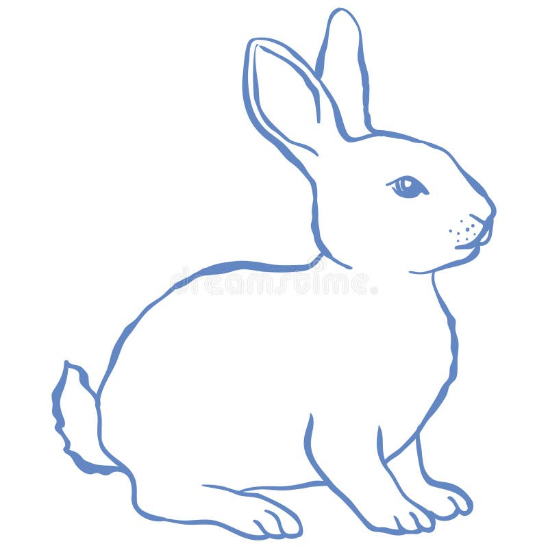 Cute Line Art Bunny. stock vector. Illustration of vector - 366375991