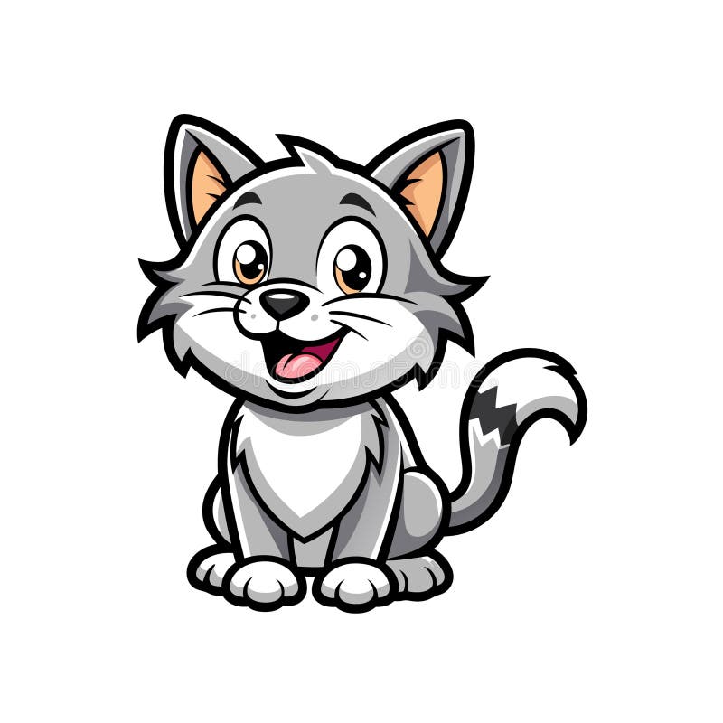 Cute Line Art Cat Character Illustration Stock Illustration ...