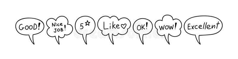 Cute Line Doodle Speech Bubble Set. Text Boxes, Cloud, Dialog, Message ...