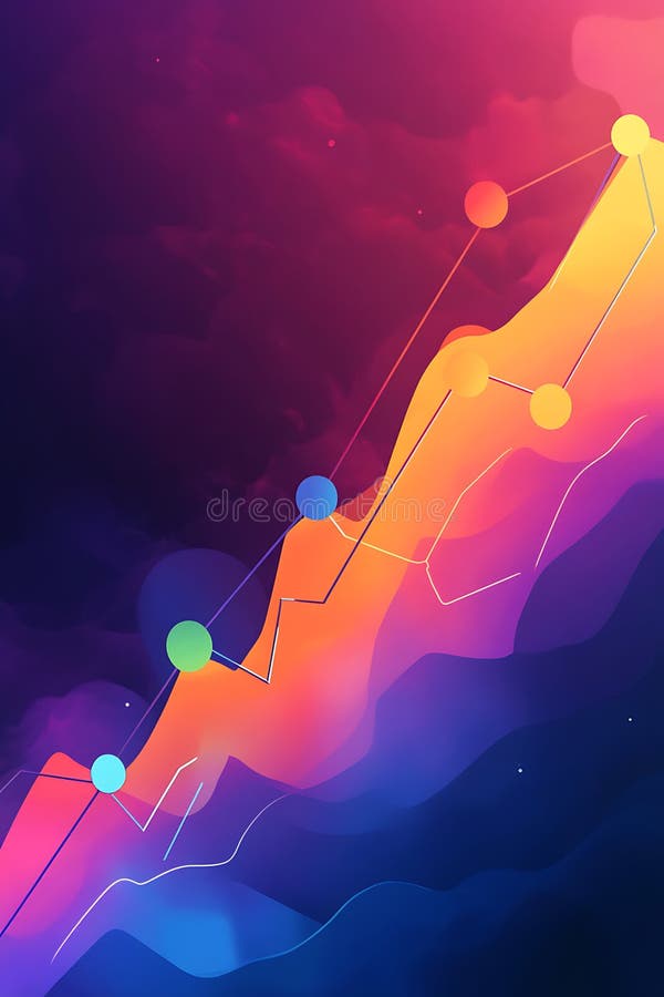 Cute Line Graph with a Whimsical Gradient Backdrop Stock Illustration ...
