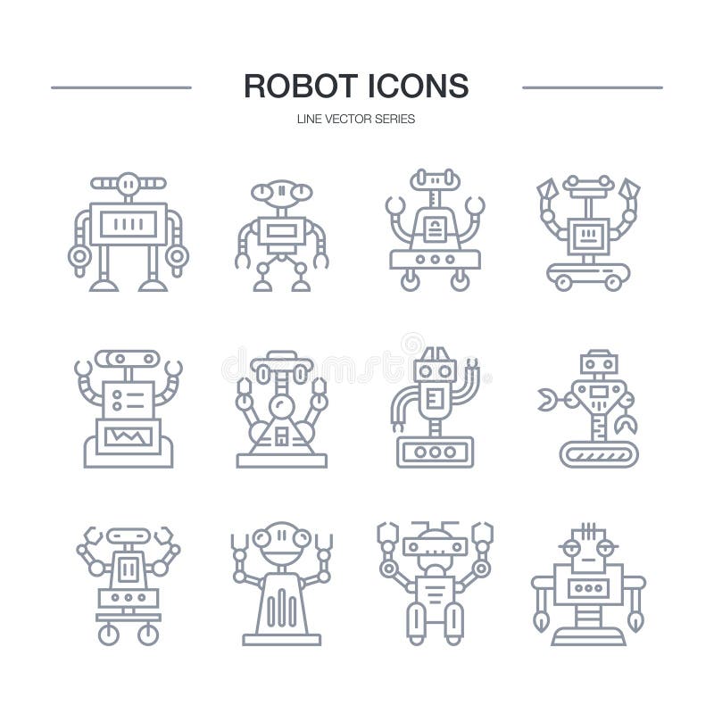 Cute Line Robot stock vector. Illustration of element - 102829738