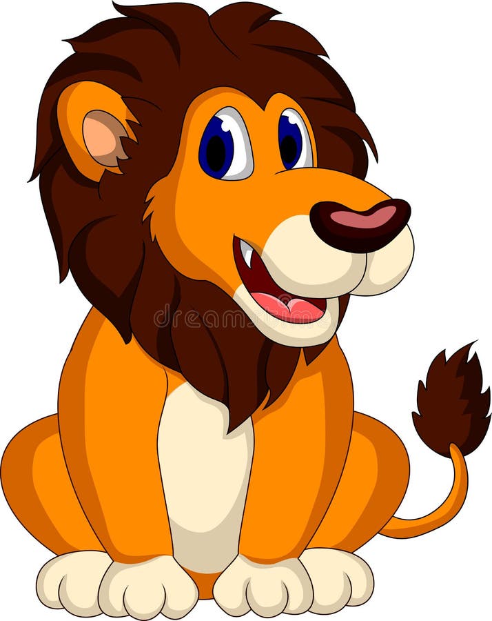 Cute lion cartoon smiling stock illustration. Illustration of cute ...